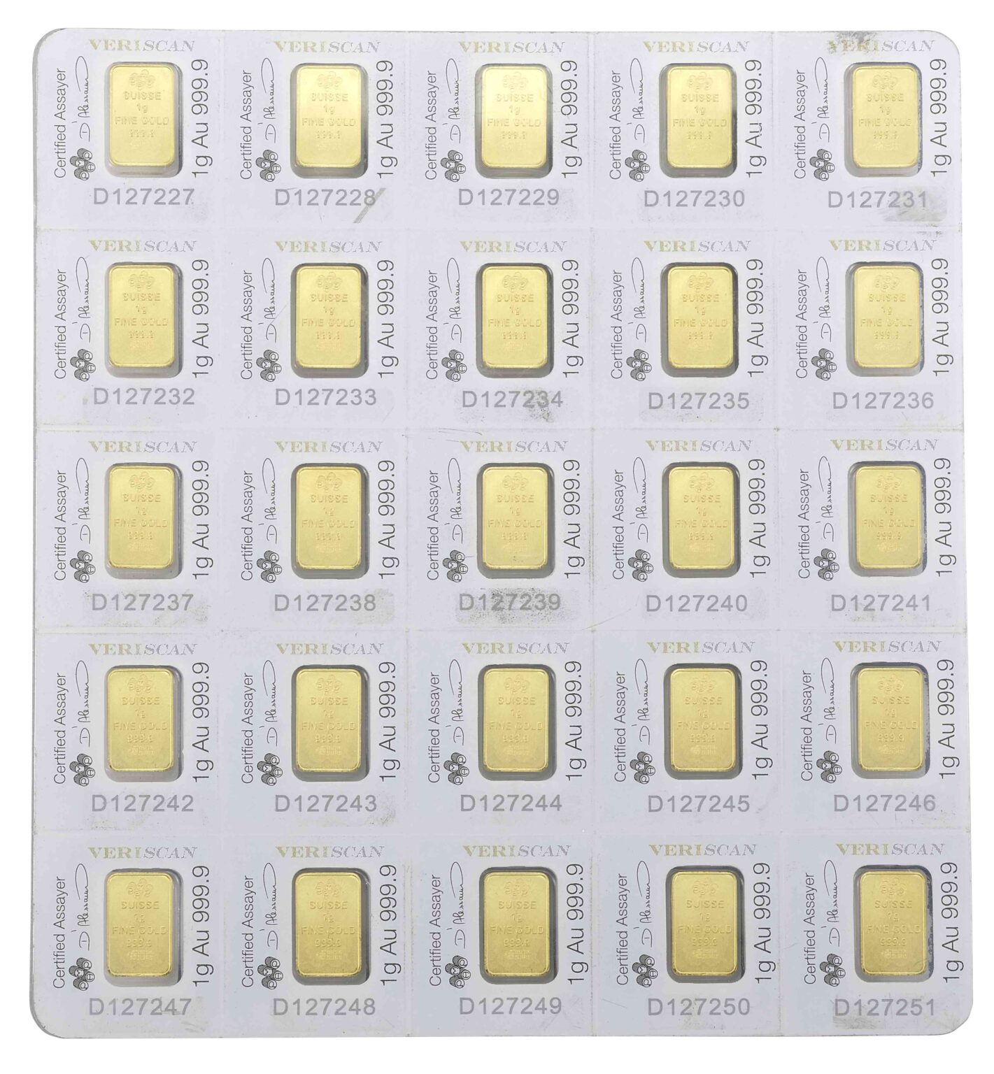 Pamp Portfolio Card 25x1 Gram Gold Bars - Lois Bullion